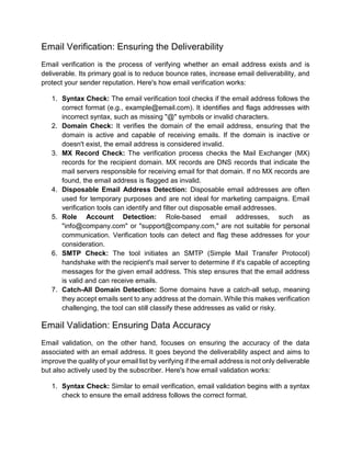 Email Verification vs. Validation: Understanding the Difference ||verifyemail | PDF
