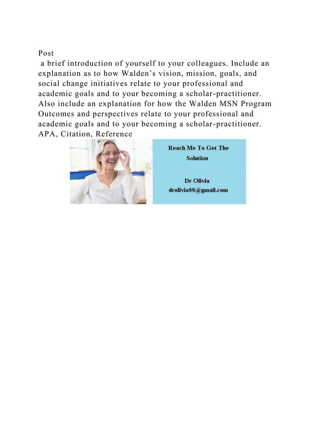 Post a brief introduction of yourself to your colleagues. Include | DOCX