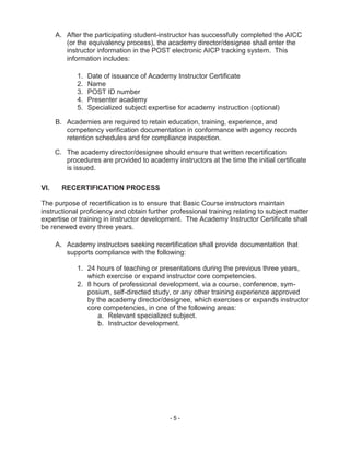 POST Academy Instructor Criteria - AICP Guidelines | PDF | Professional ...