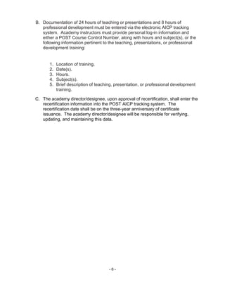 POST Academy Instructor Criteria - AICP Guidelines | PDF | Professional ...