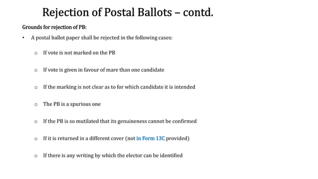 Presentation on Postal Ballot Counting instructions | PPTX | Elections ...