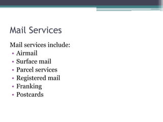 Postal services | PPTX