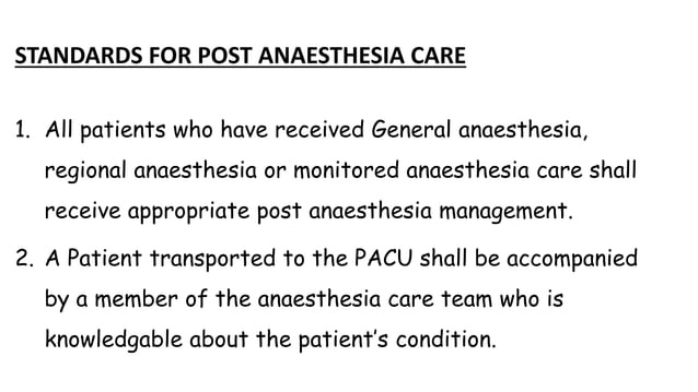 The Post anesthesia care unit [PACU] ppt | PPTX | Lung and Respiratory ...