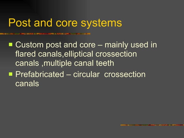 Post and core | PPT | Oral care | Personal Care