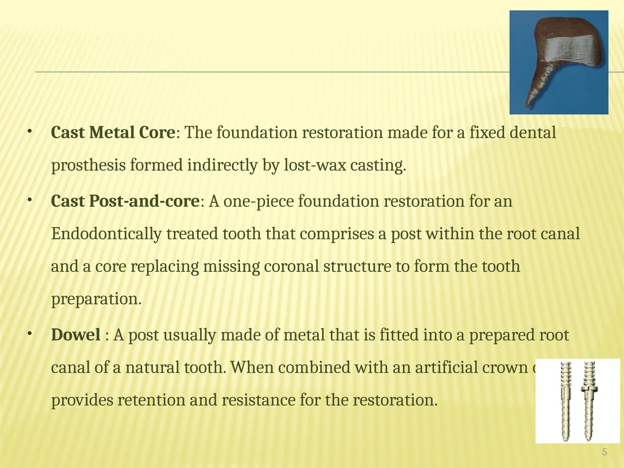 post and core implications in prosthodontics | PPTX