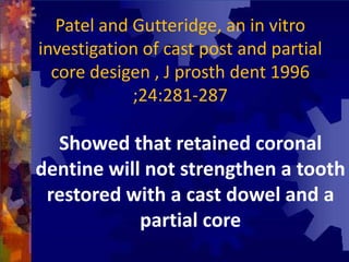 post and core in fixed prosthetic in dintistry | PDF