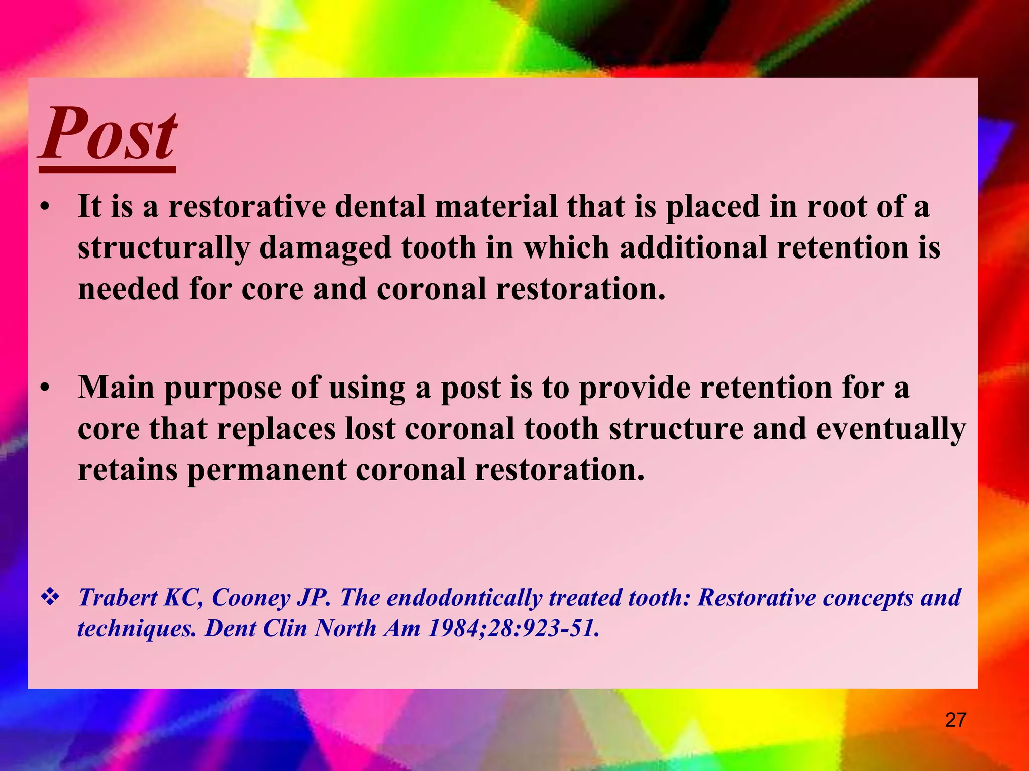 Post and core in primary teeth final to present | PPTX