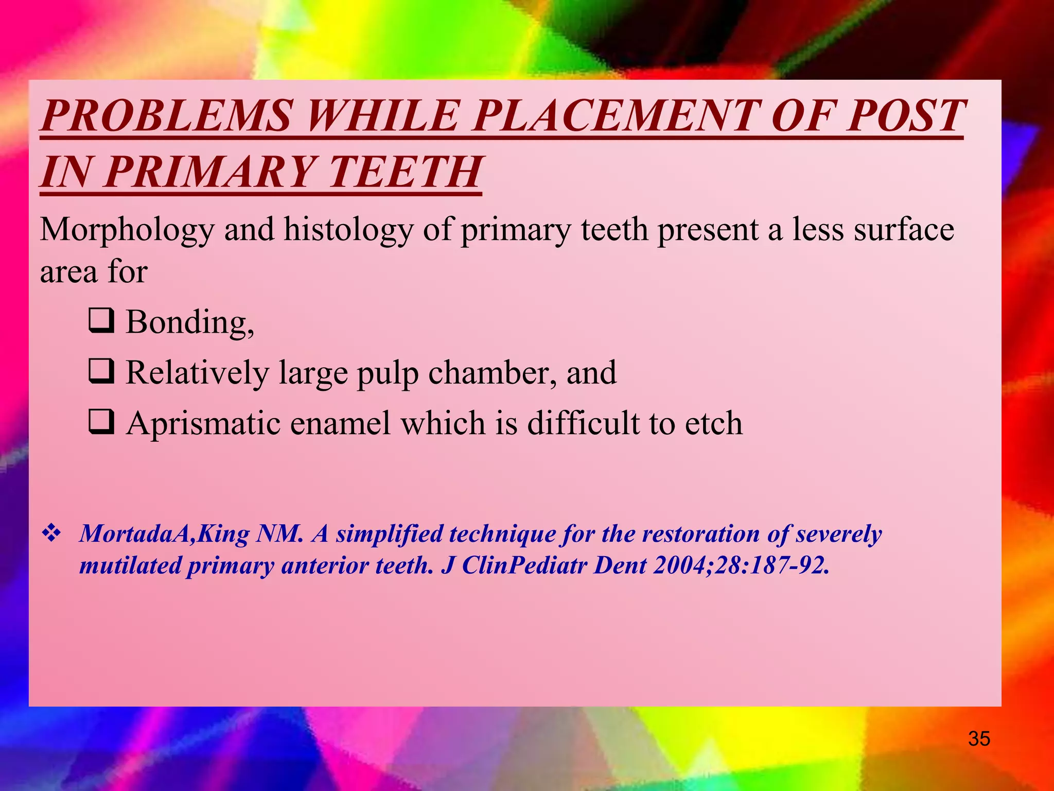 Post and core in primary teeth final to present | PPTX