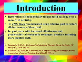 Post and core in primary teeth final to present | PPTX