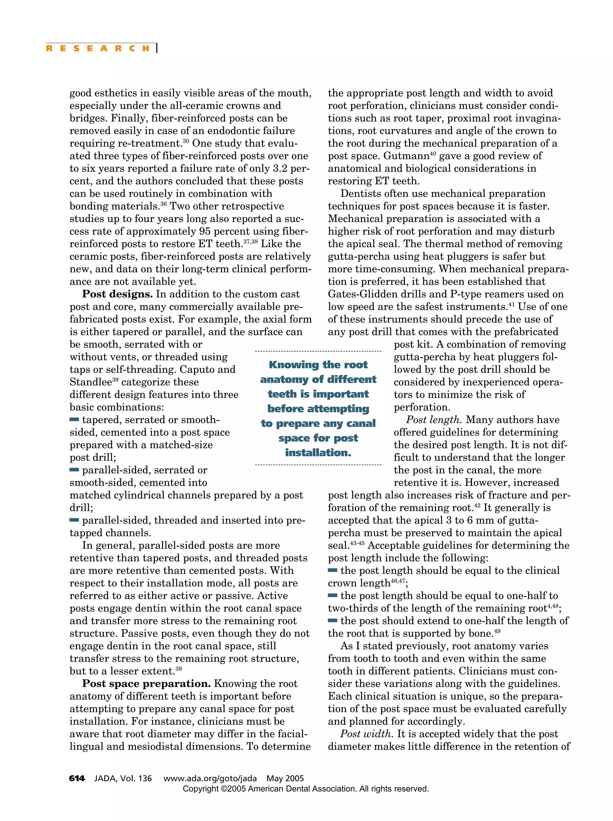 post and cores for endo treated teeth.pdf
