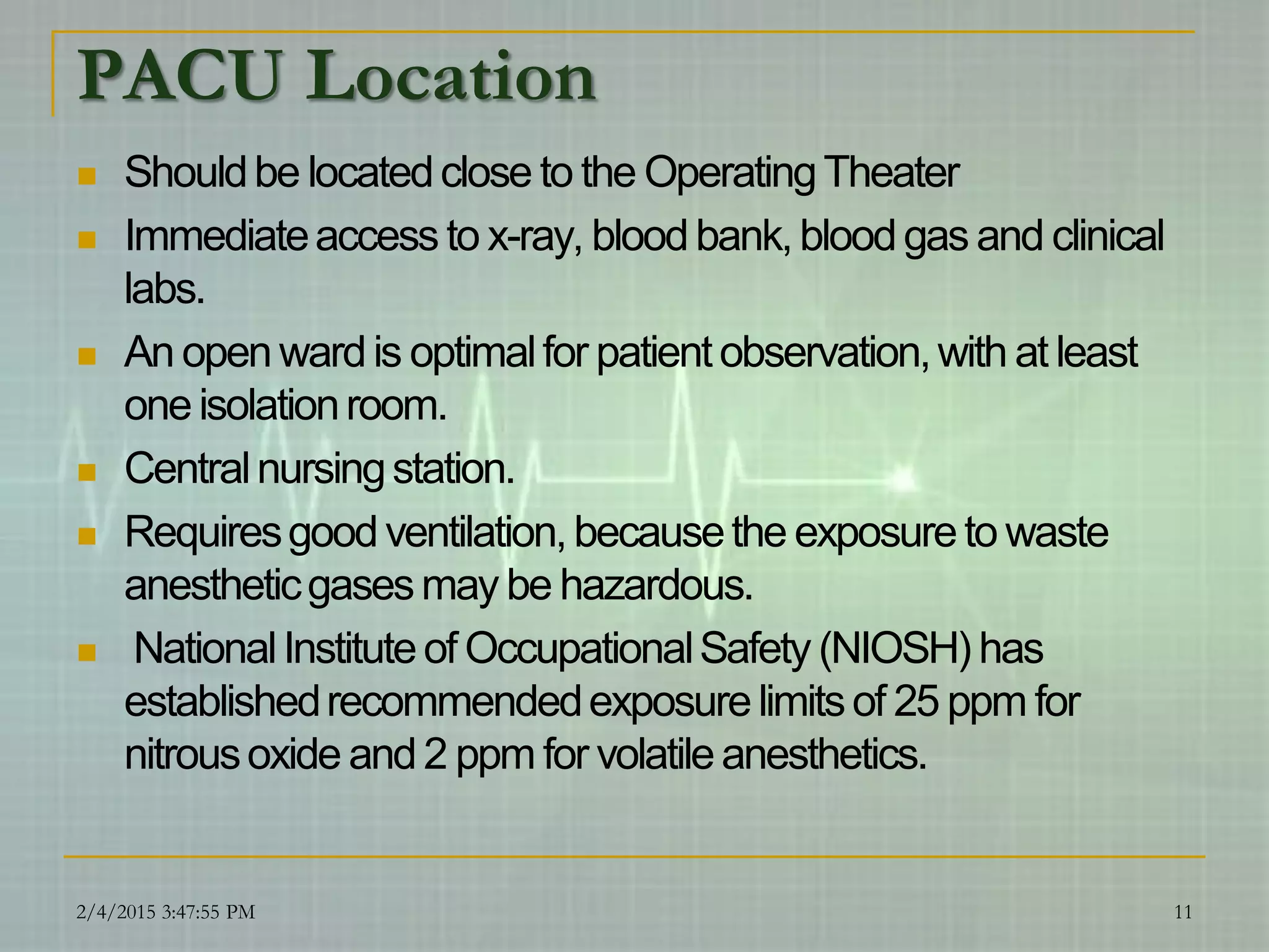 Post anesthesia care unit(PACU) | PDF