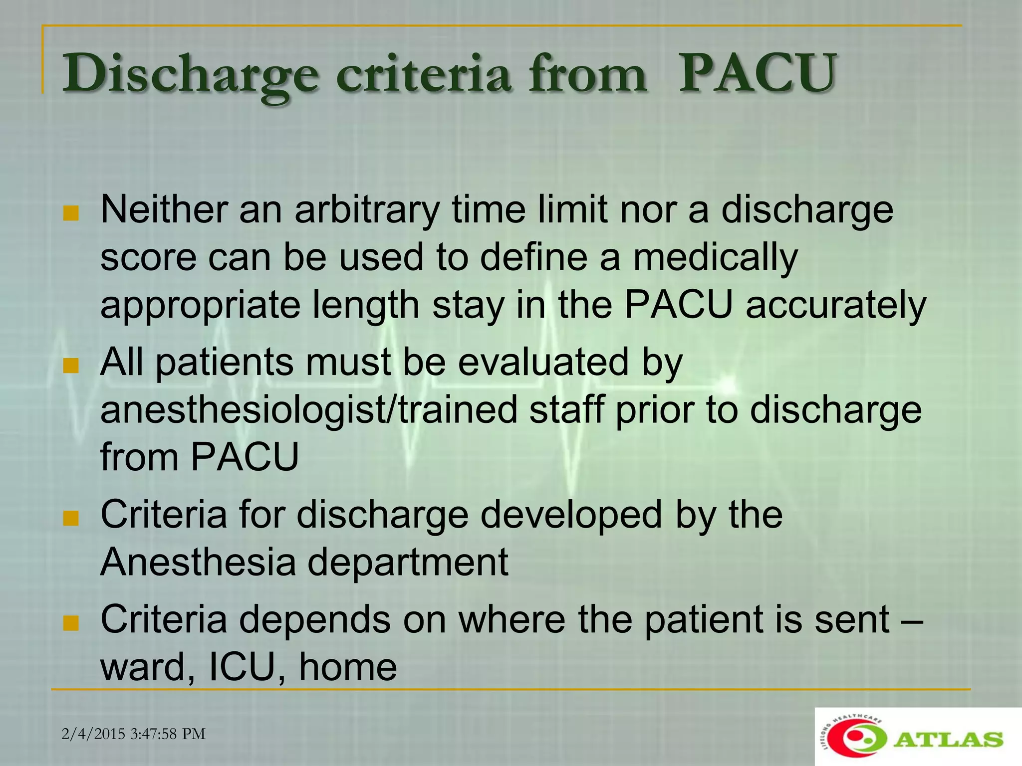 Post anesthesia care unit(PACU) | PDF