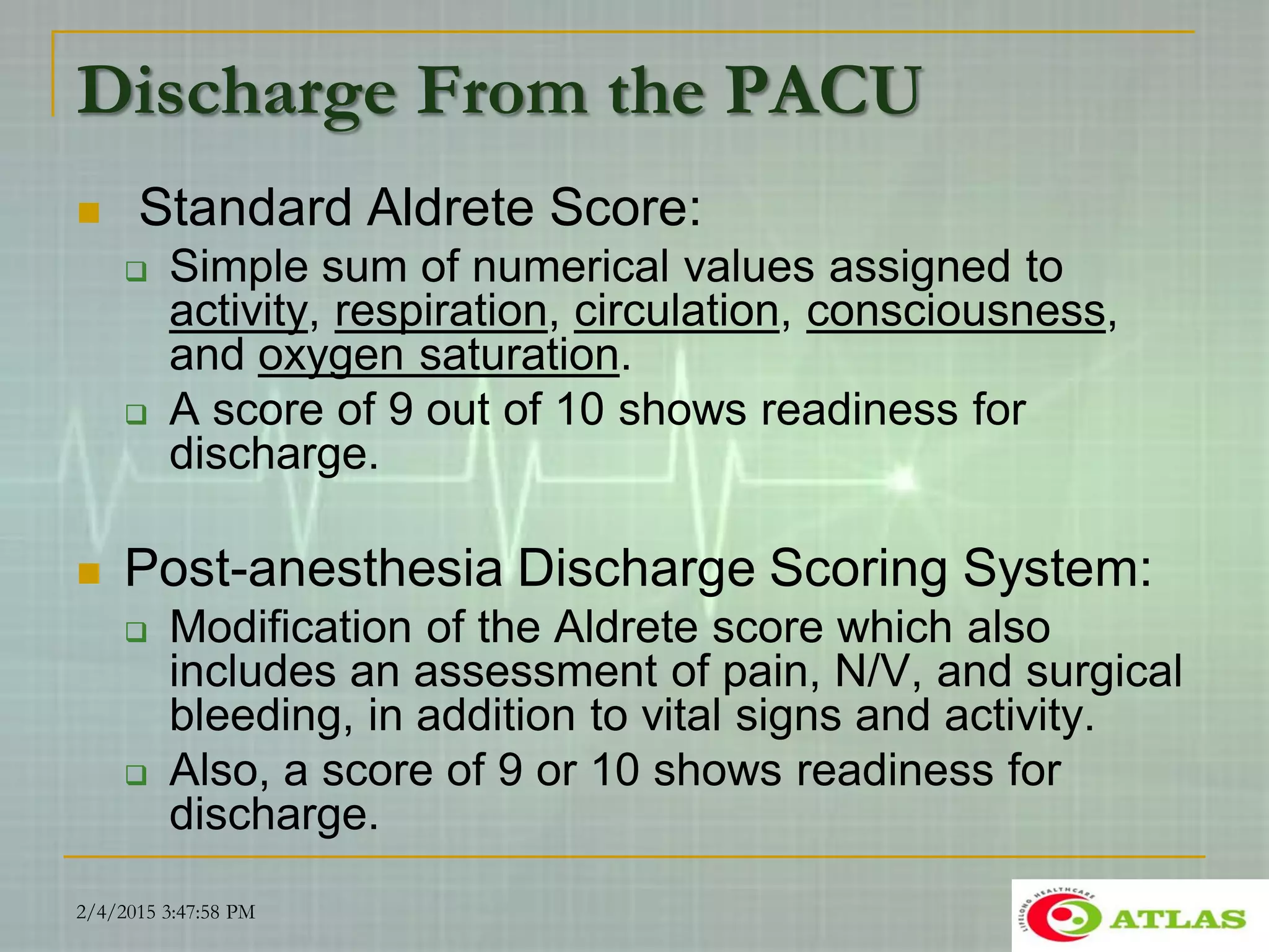 Post anesthesia care unit(PACU) | PDF