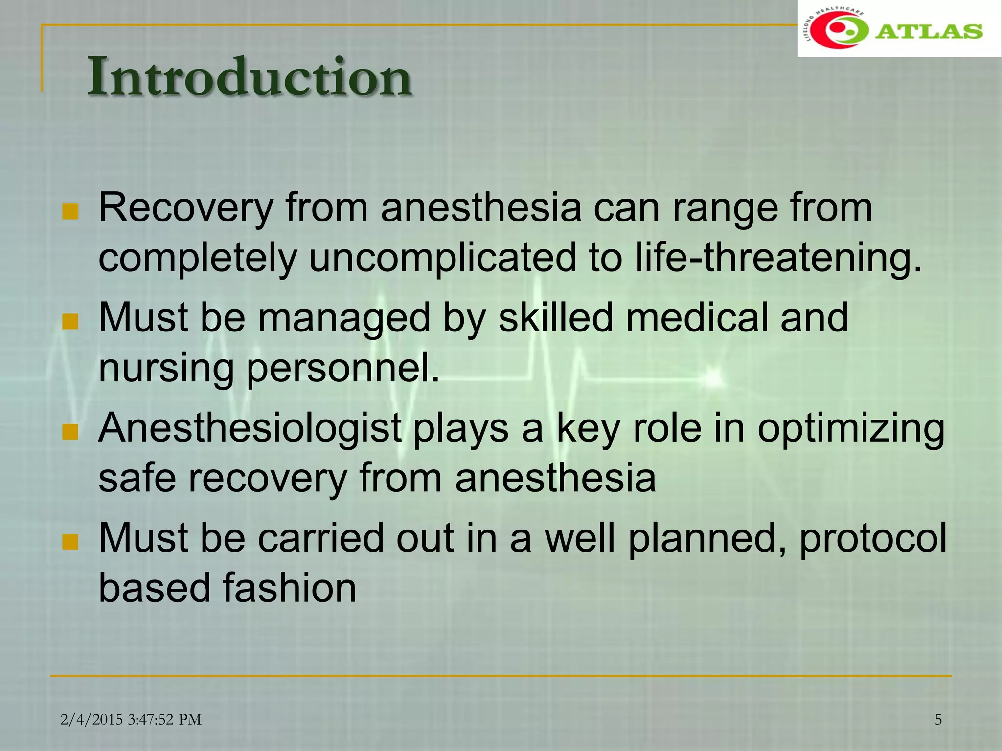 Post anesthesia care unit(PACU) | PDF