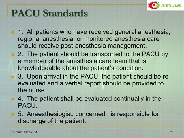 Post anesthesia care unit(PACU) | PDF
