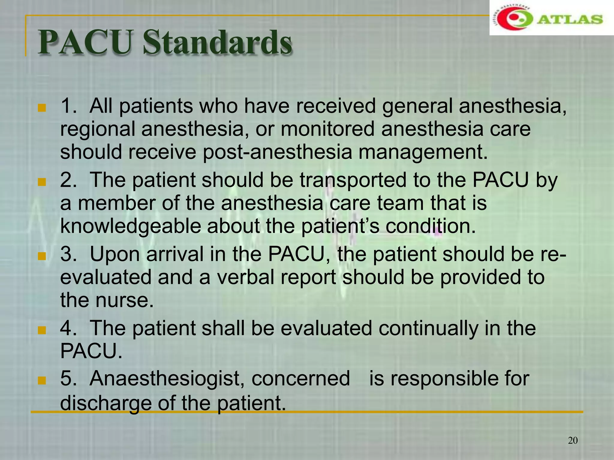 Postanesthesiacareunit (pacu) | PPTX