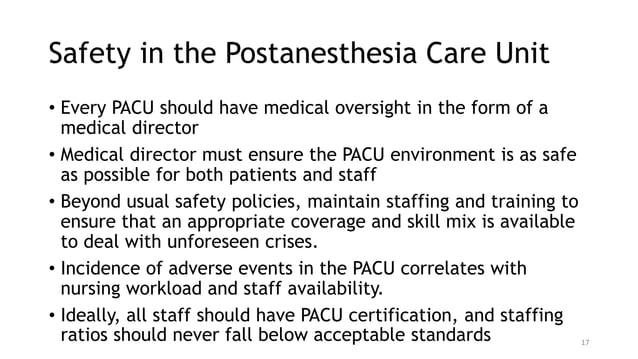 Post anesthesia care Unit (PACU).pptx | Lung and Respiratory Health ...