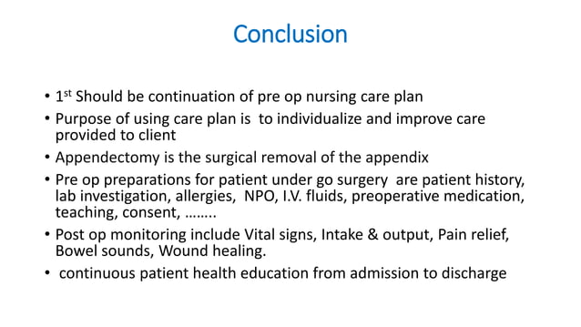 Post appendectomy ncp