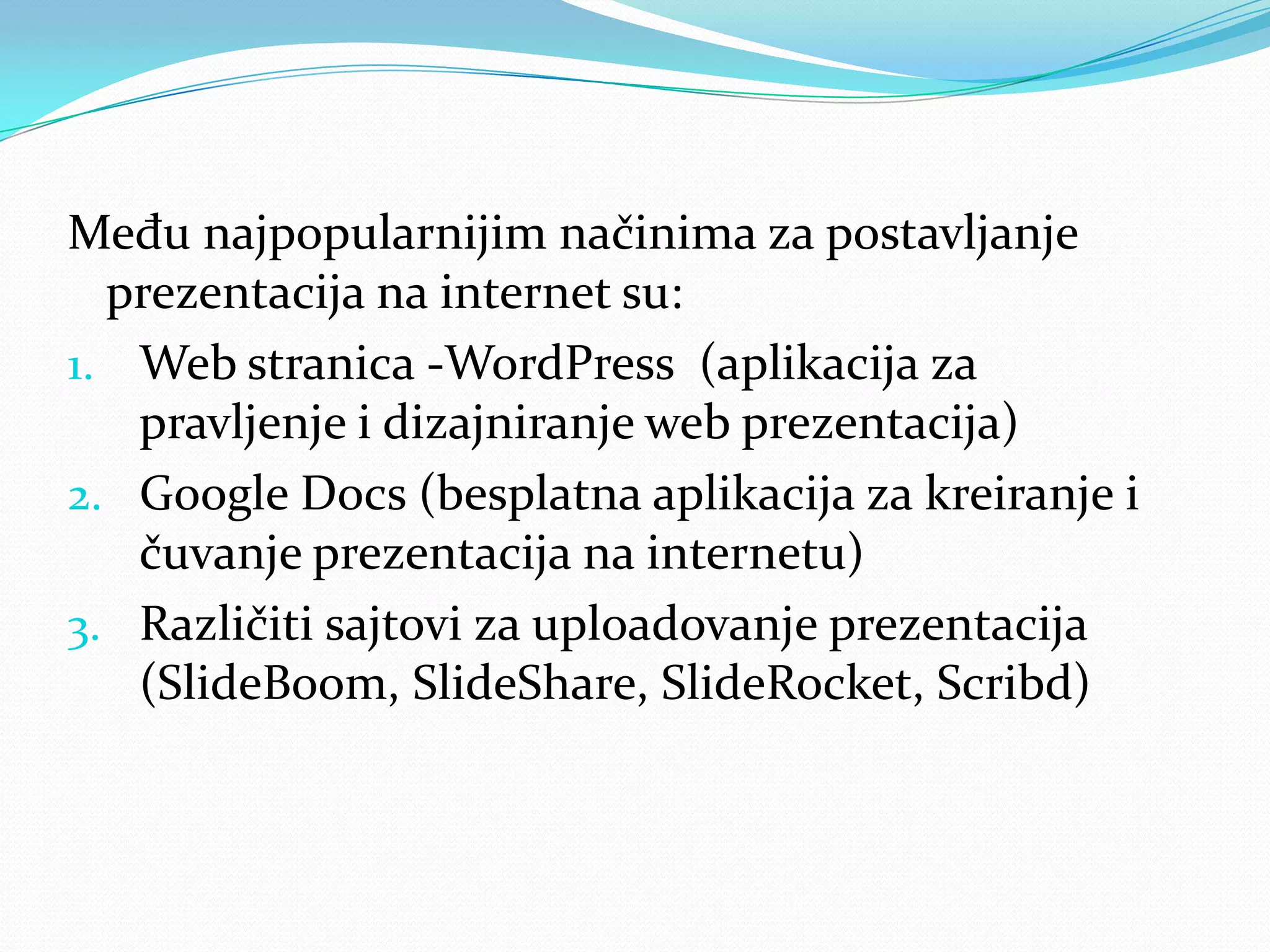 Postavljanje prezentacije na internet | PPTX