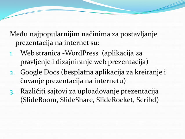 Postavljanje prezentacije na internet | PPTX