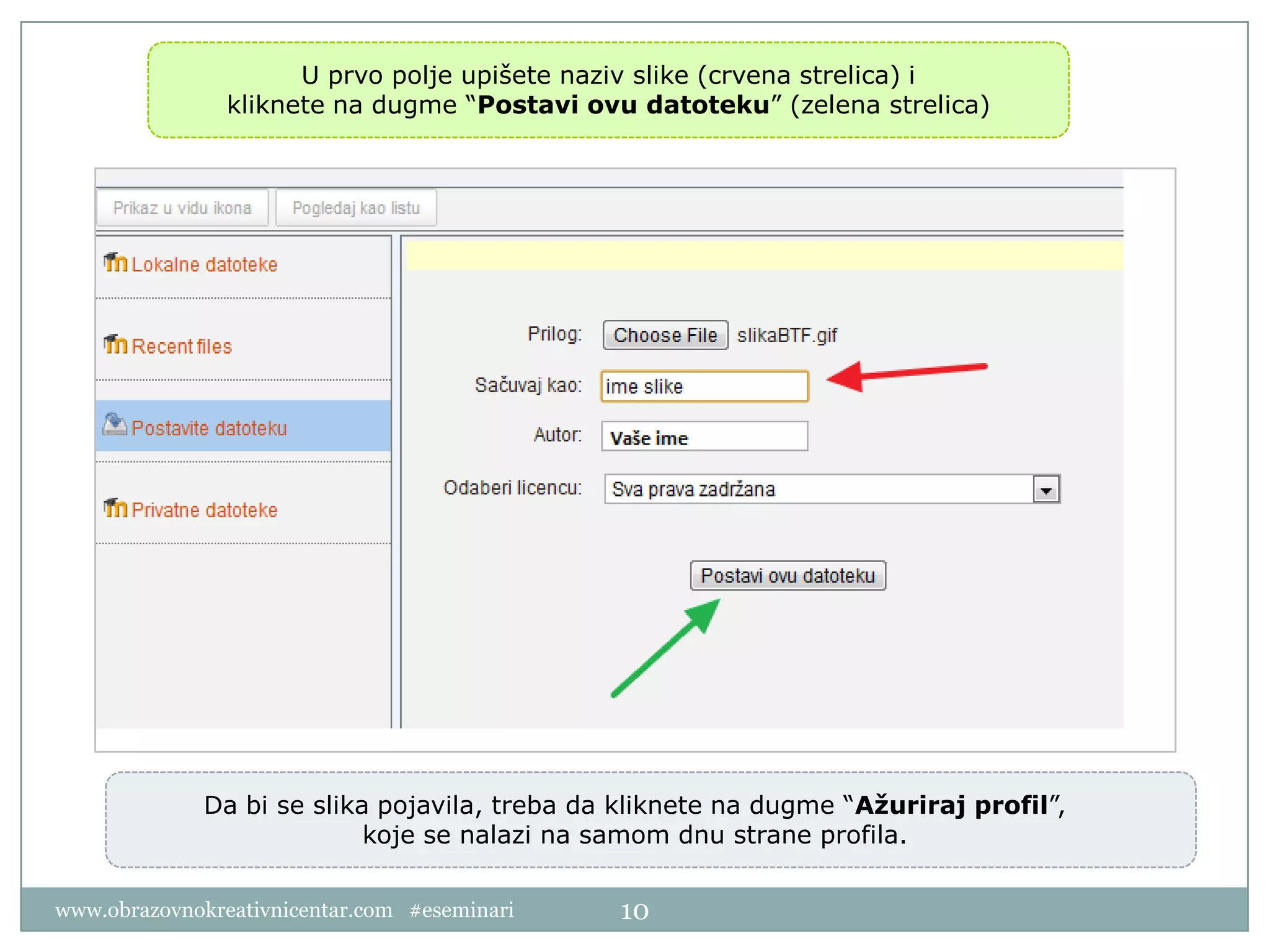 Postavljanje slike na profil | PPTX