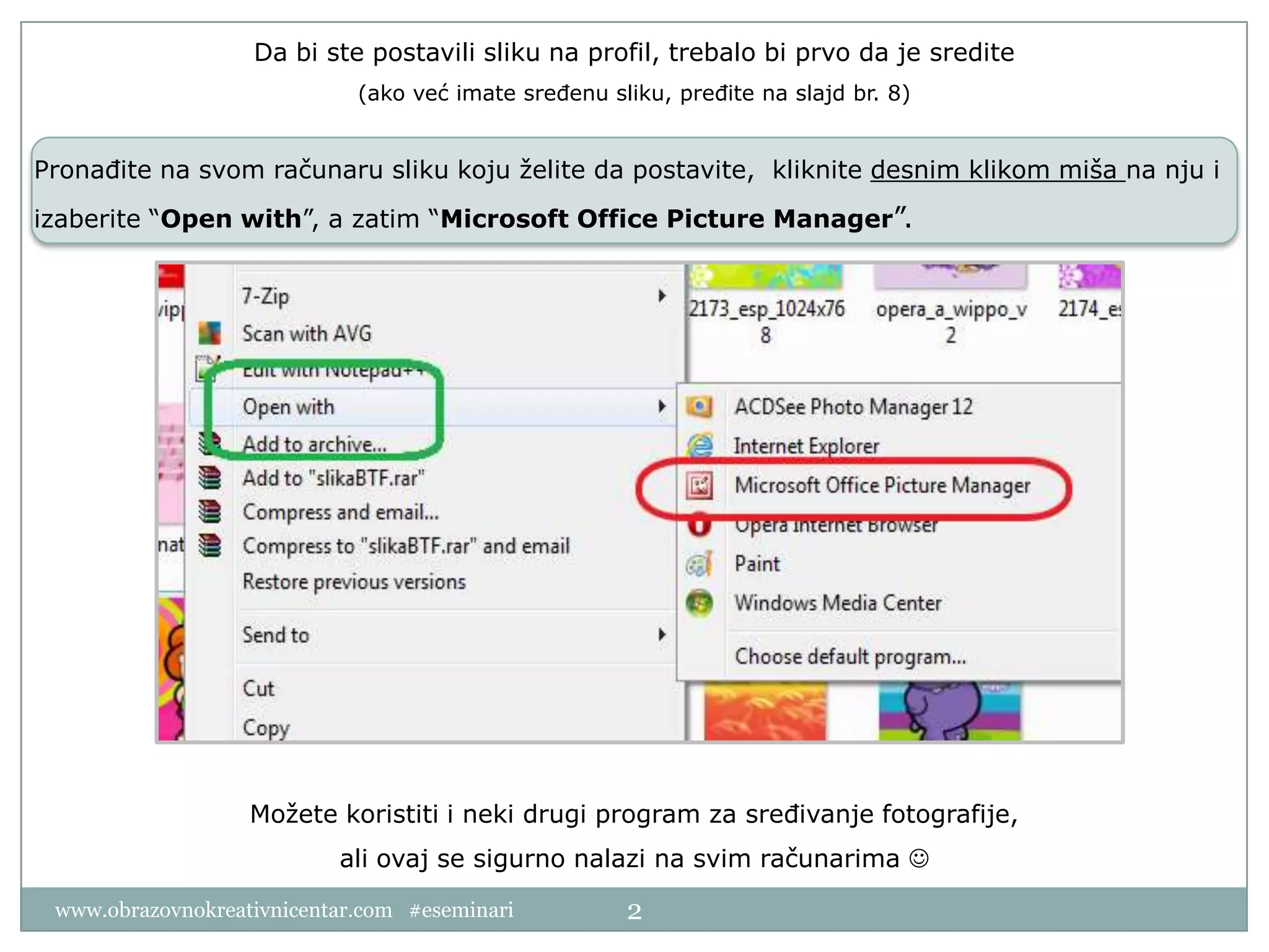 Postavljanje slike na profil | PPTX