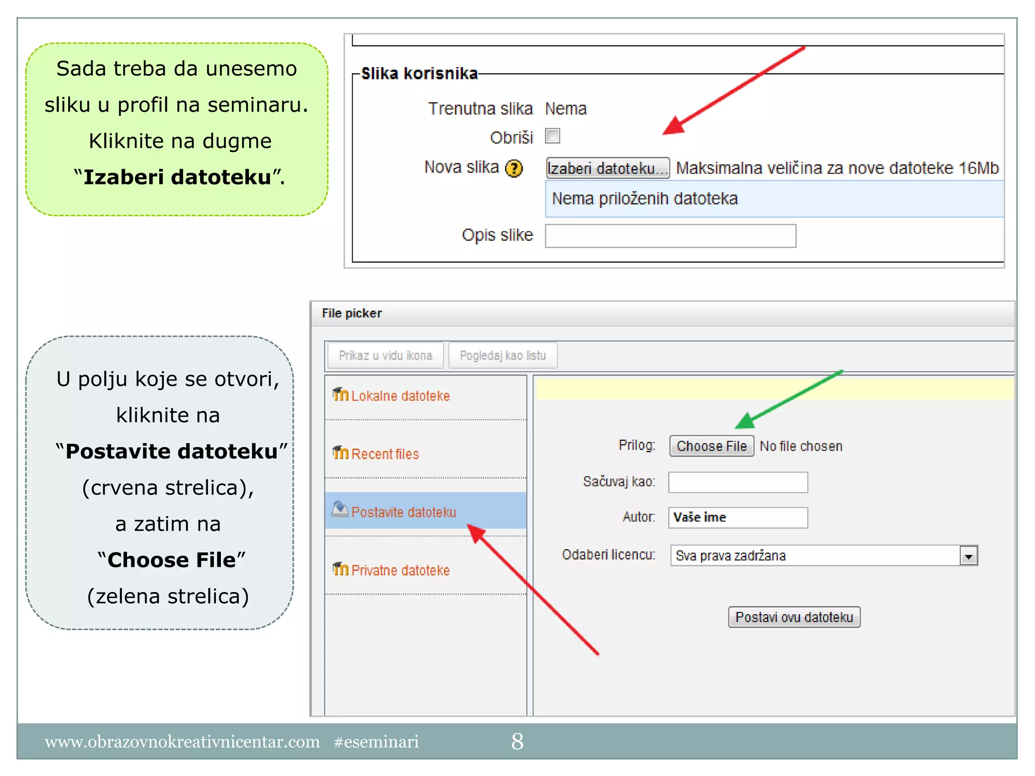 Postavljanje slike na profil | PPTX