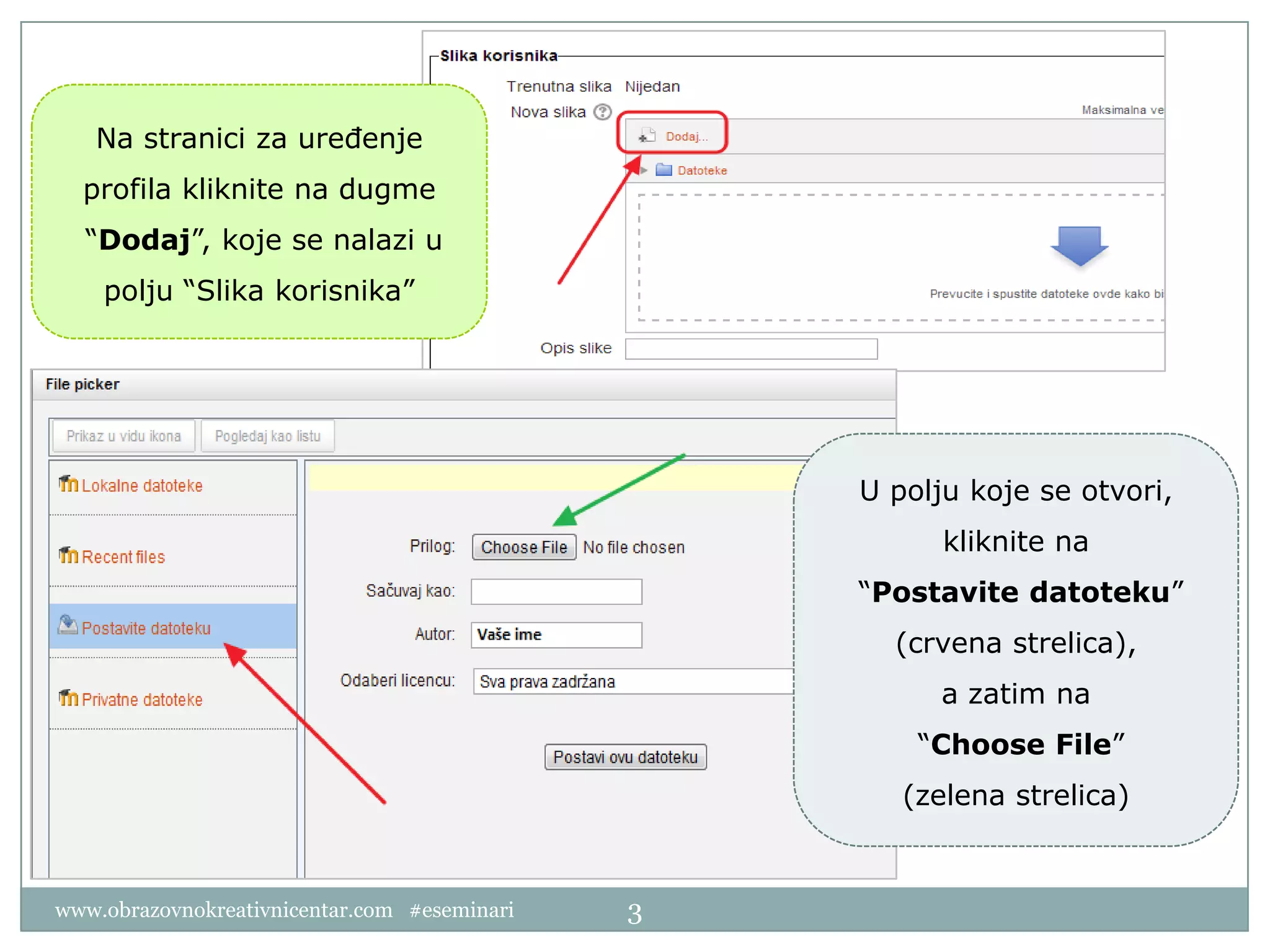 Postavljanje slike na profil (uputstvo) | PPTX