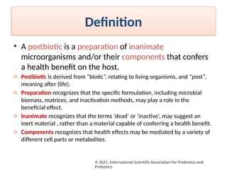 Postbiotics and their therapetic properties | PPTX