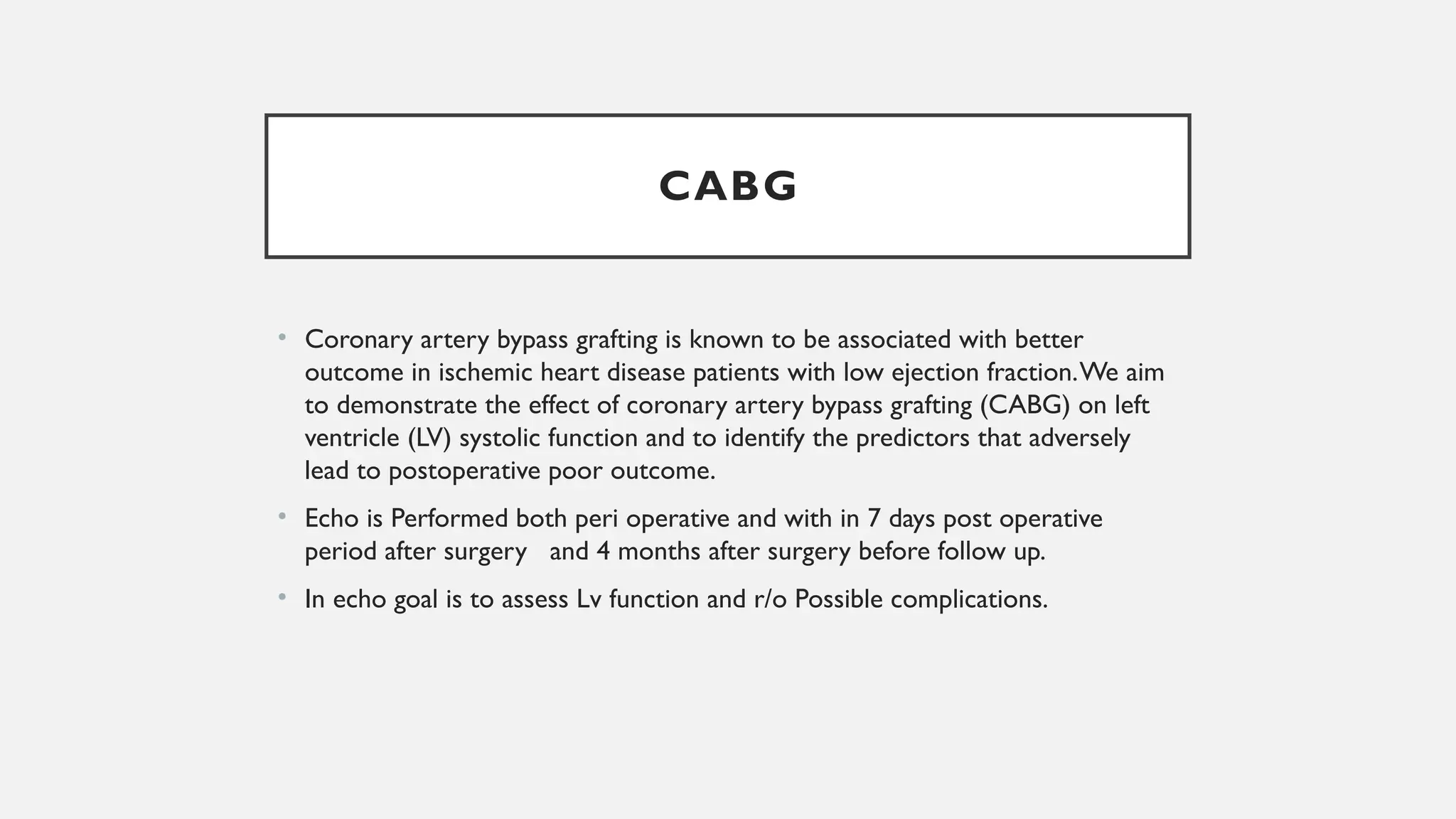 Post CABG Left Ventricle evaluation pptx | PPTX | Heart and ...