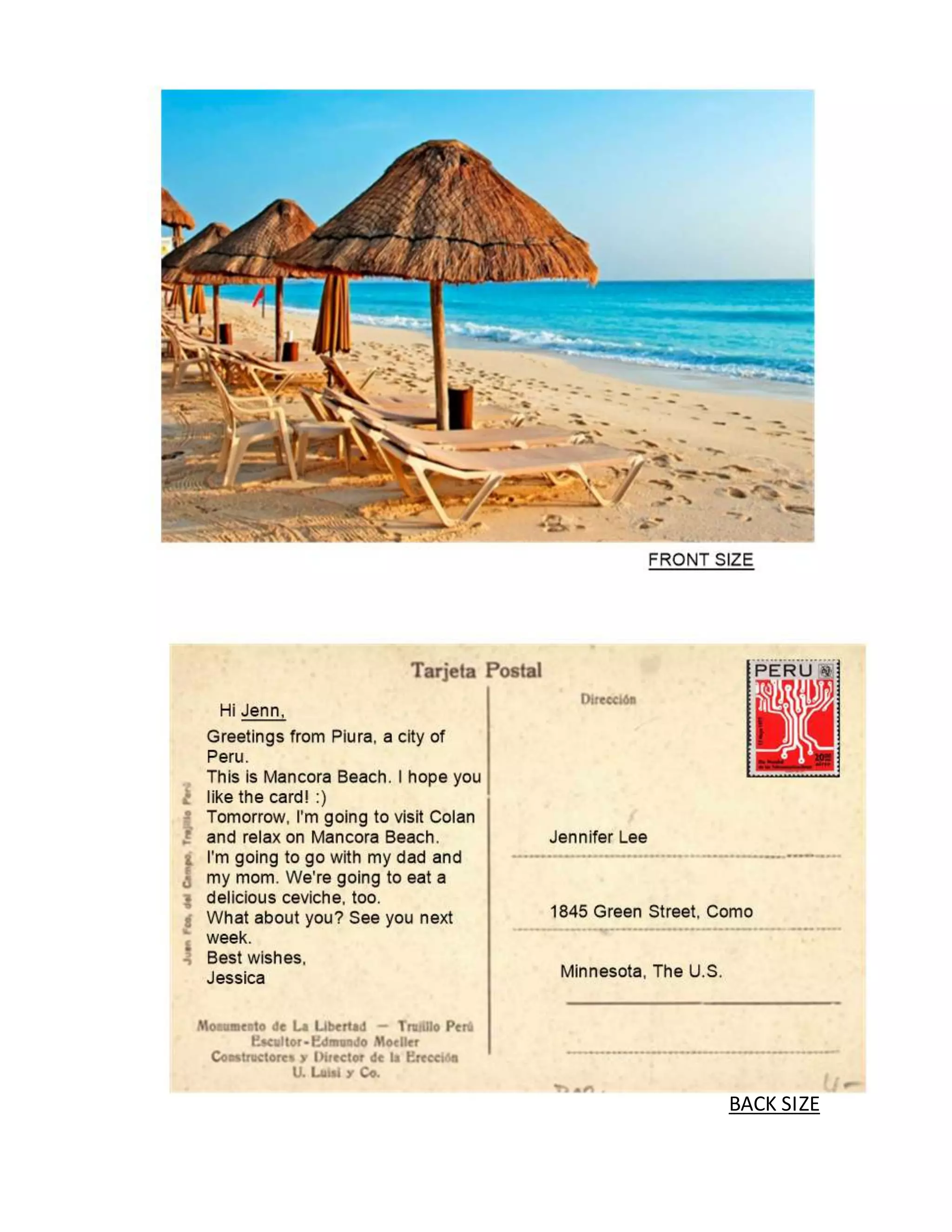 Postcard about last vacation draft | DOCX