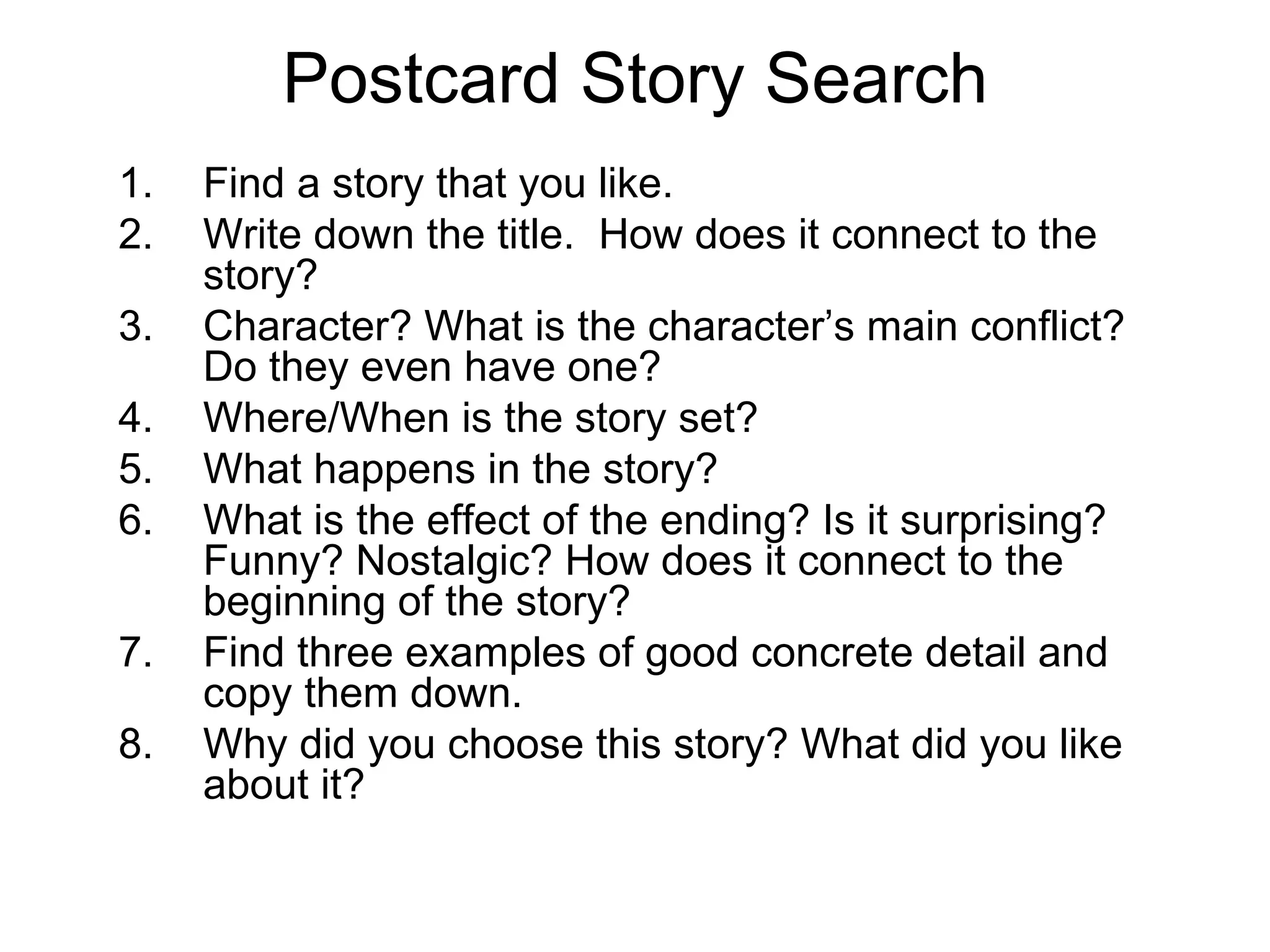 Postcard Story Search | PPT