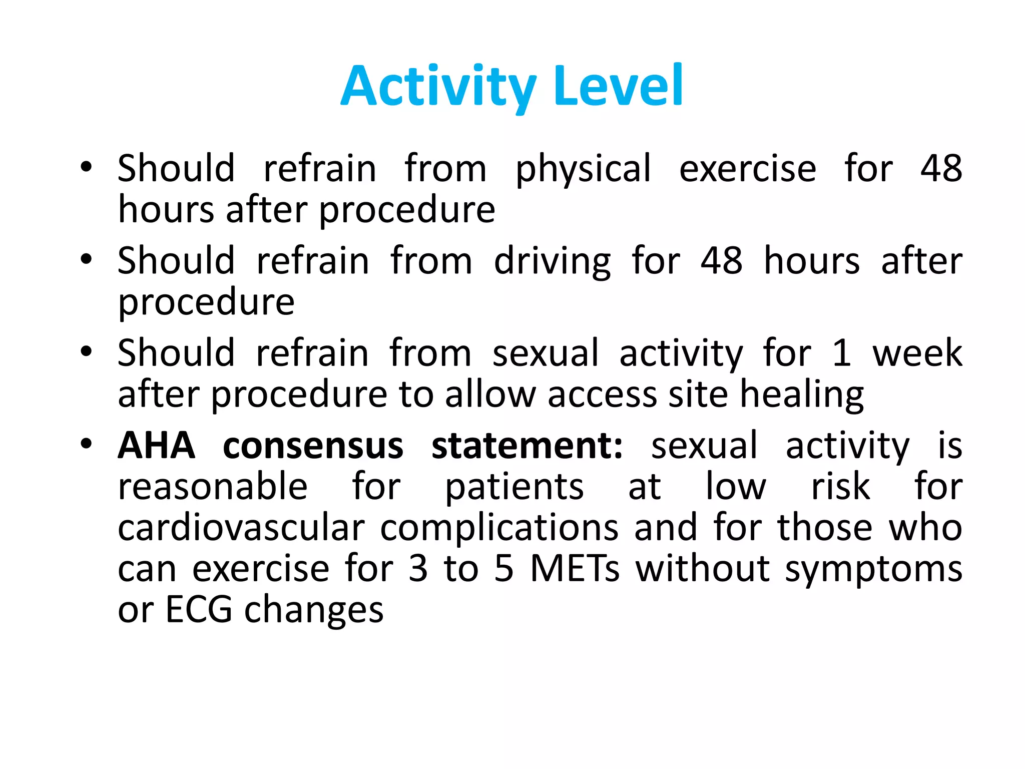 cardiac care after angiogram | PPTX