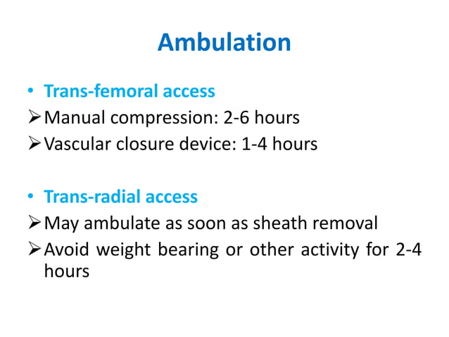 cardiac care after angiogram | PPTX | First Aid | Injuries