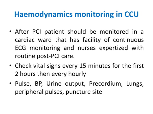 cardiac care after angiogram | PPTX | First Aid | Injuries