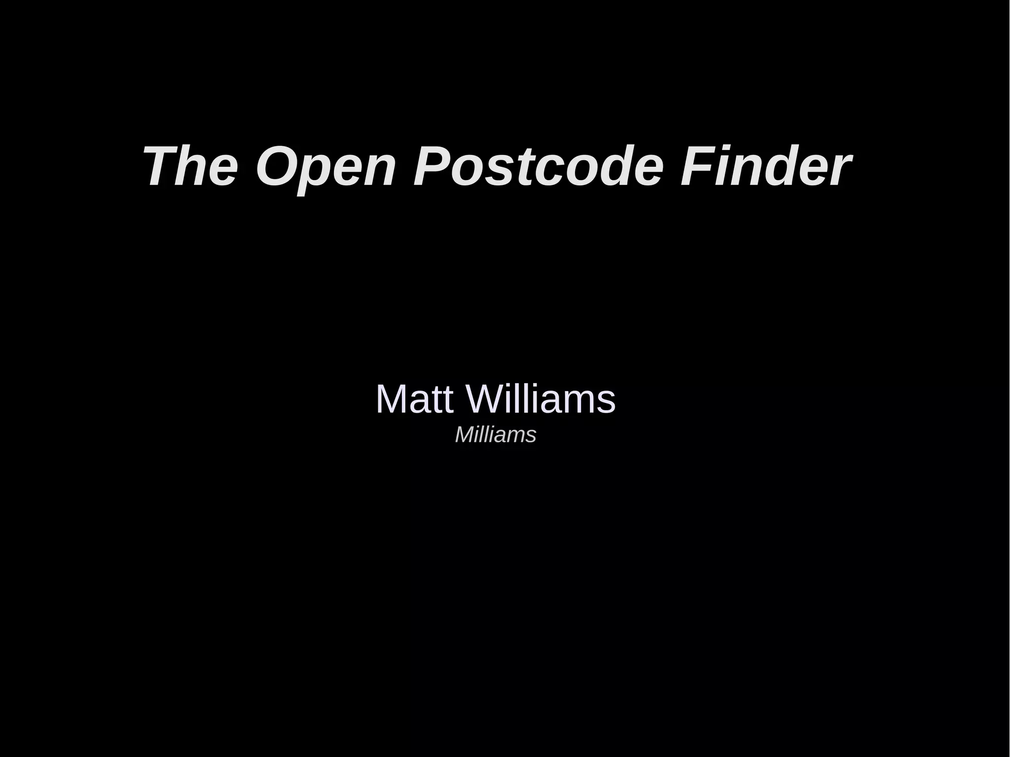 The Open Postcode Finder | PDF
