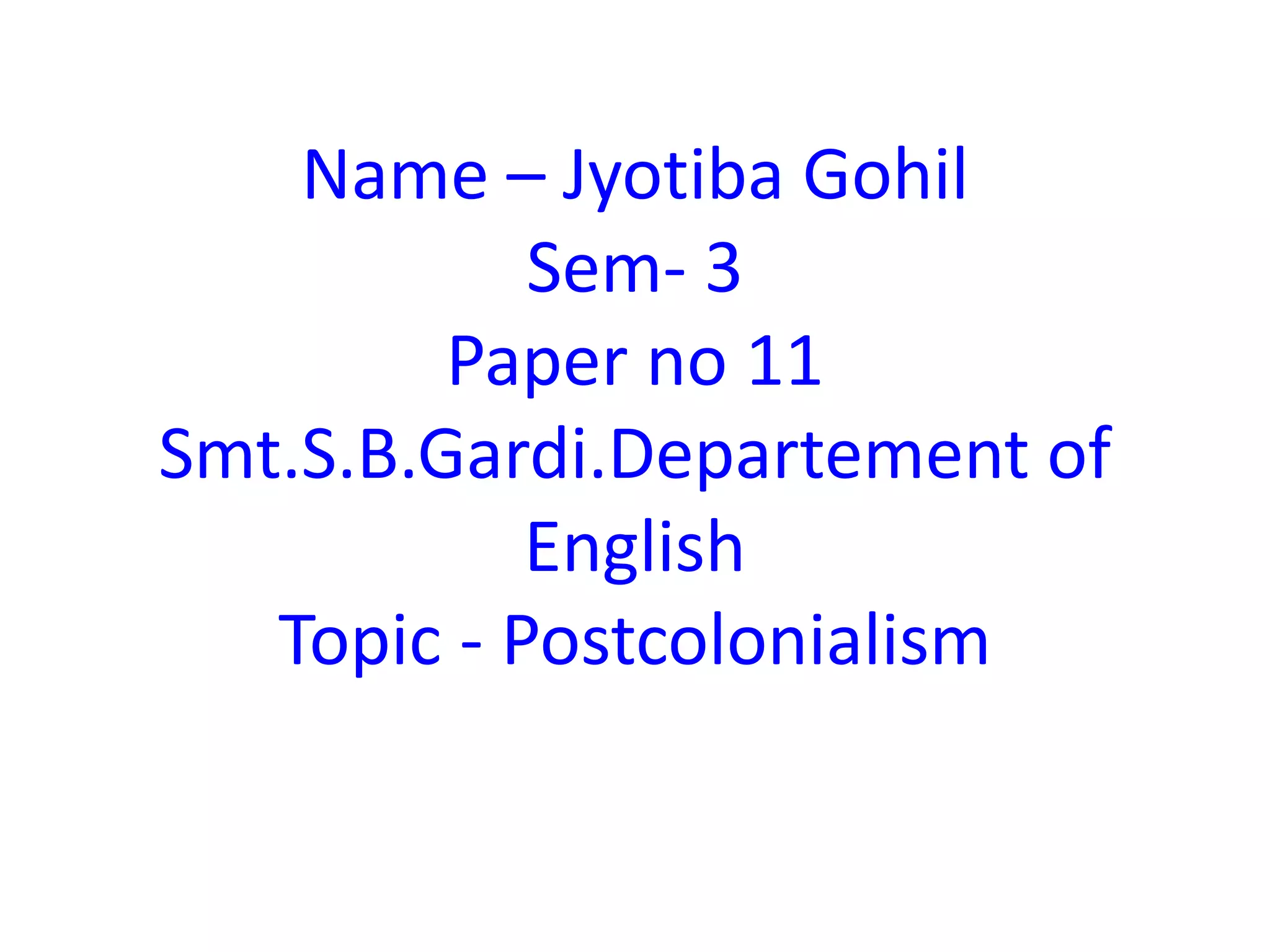 Postcolonialism | PPTX