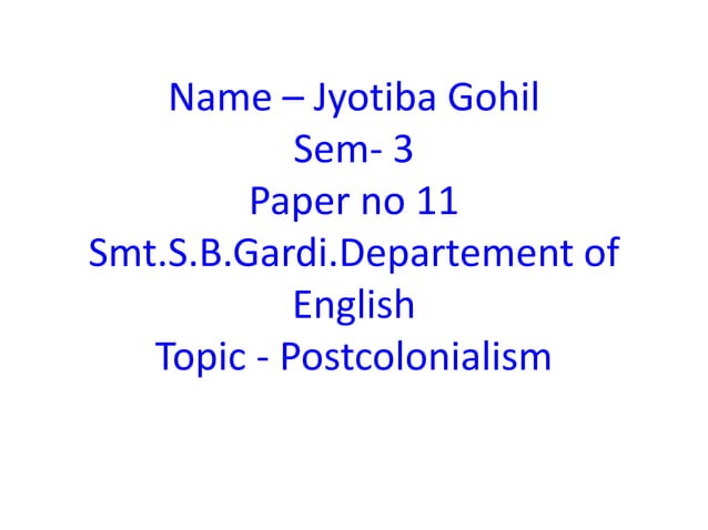 Postcolonialism | PPTX