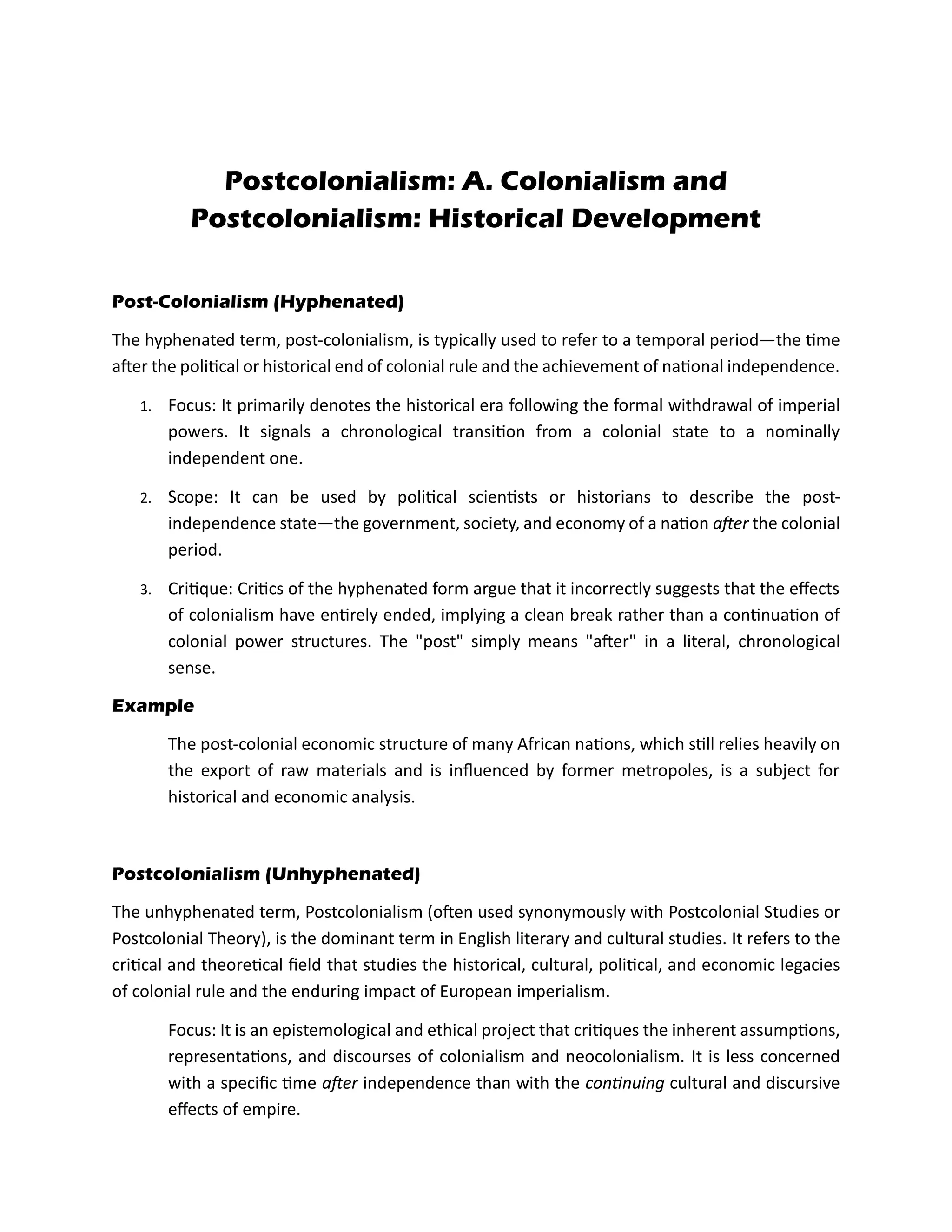 Post-colonialism, Postcolonialism Theory | PDF