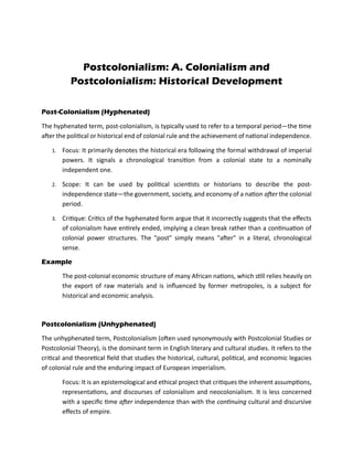 Post-colonialism, Postcolonialism Theory | PDF