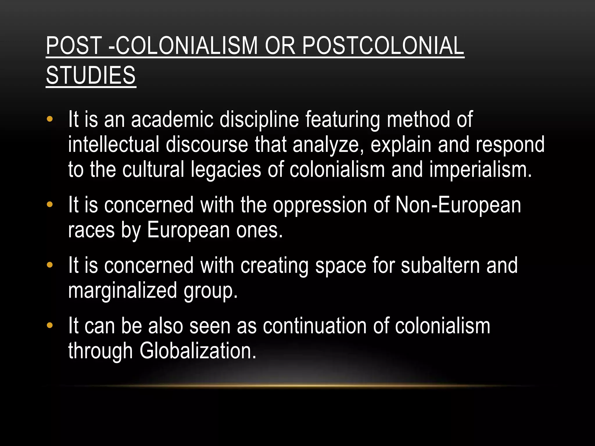 Postcolonialism and cultural studies | PPTX