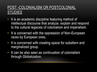 Postcolonialism and cultural studies | PPTX