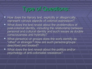 Postcolonialism by Jerry Slater for A2 Comms and Culture | PPT