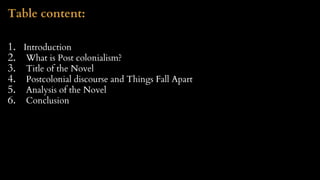 Post colonialism in Things Fall Apart | PPTX