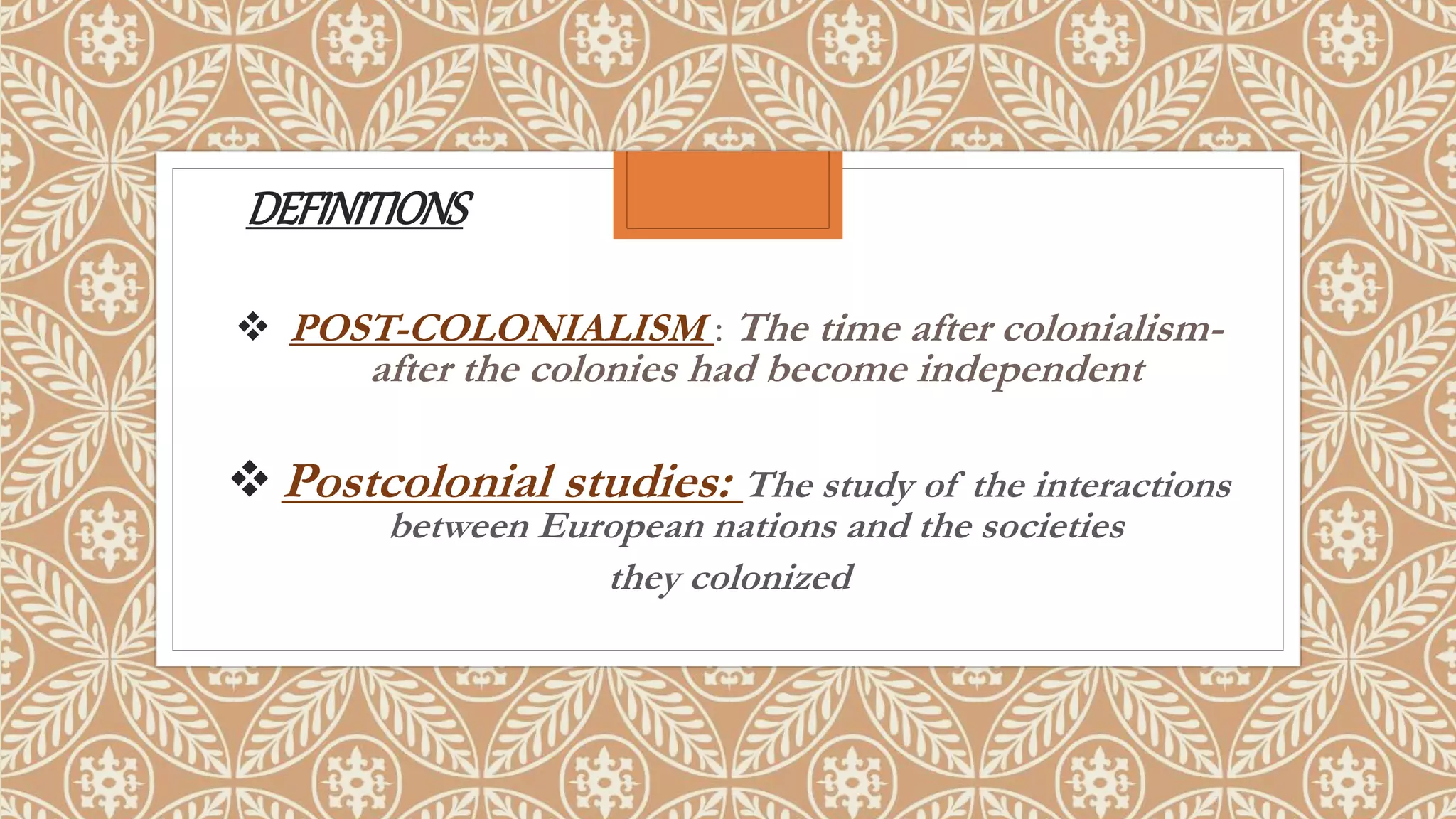 paper no: 8 cultural studies,: Post colonial studies | PPTX