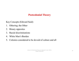 Postcolonial Theory by Manohar P Joshi, WCAS, Solapur.pdf