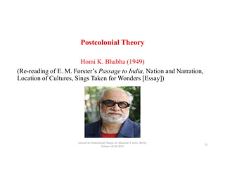 Postcolonial Theory by Manohar P Joshi, WCAS, Solapur.pdf