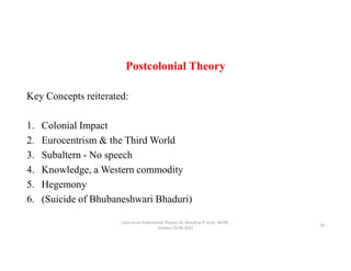 Postcolonial Theory by Manohar P Joshi, WCAS, Solapur.pdf