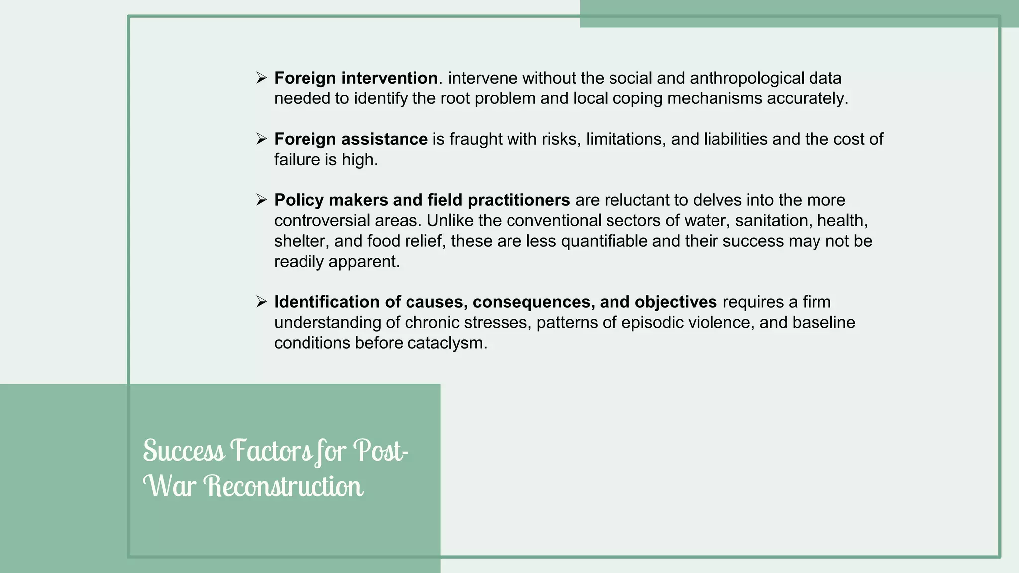 Post-war Reconstruction: Concerns, Models and Approaches | PDF