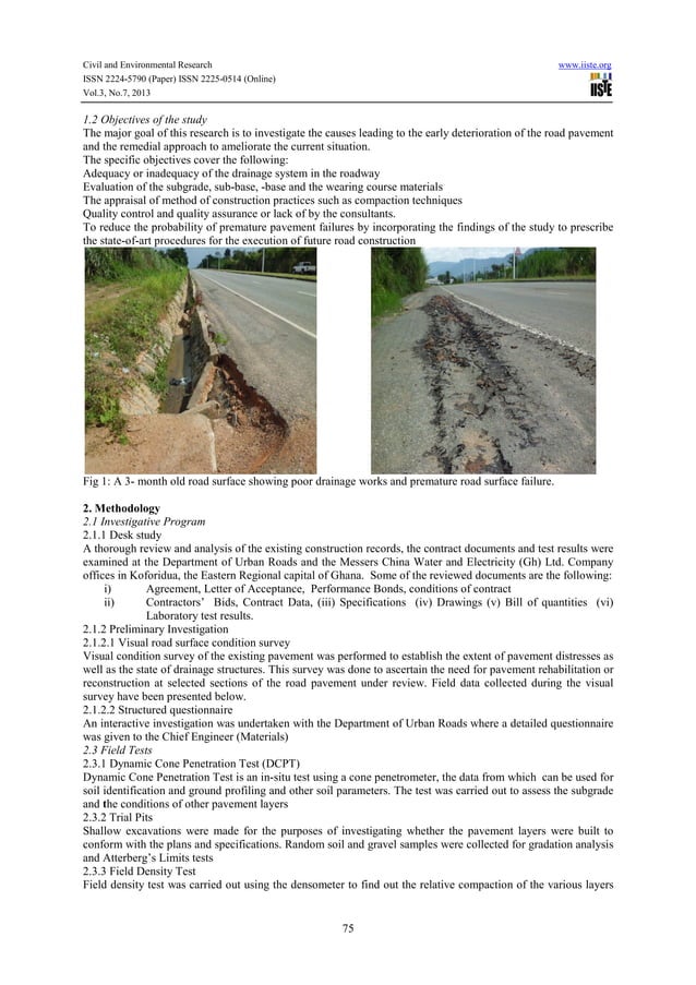 Post construction failure analysis of road pavements in ghana. | PDF